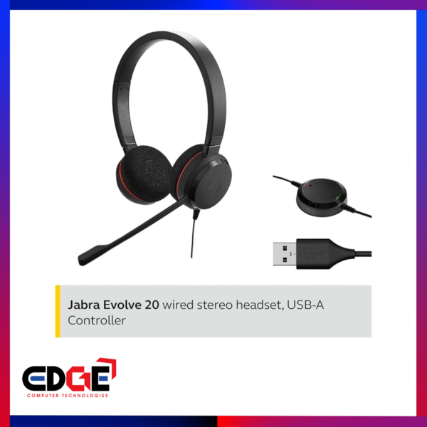 JABRA HSC016 Evolve 20 Stereo Noise Cancelling Wired Headset, Black ...