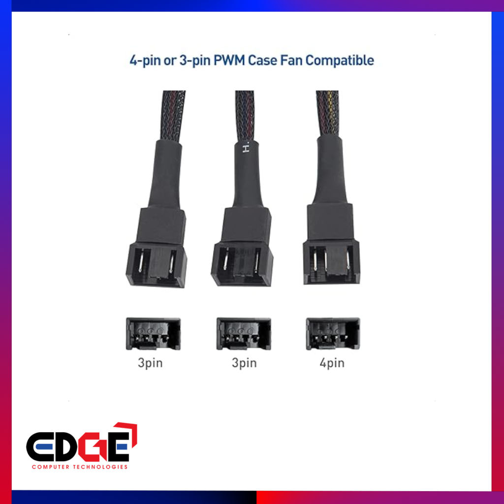 3-way Fan Splitter, Black – EDGE Computer Technologies
