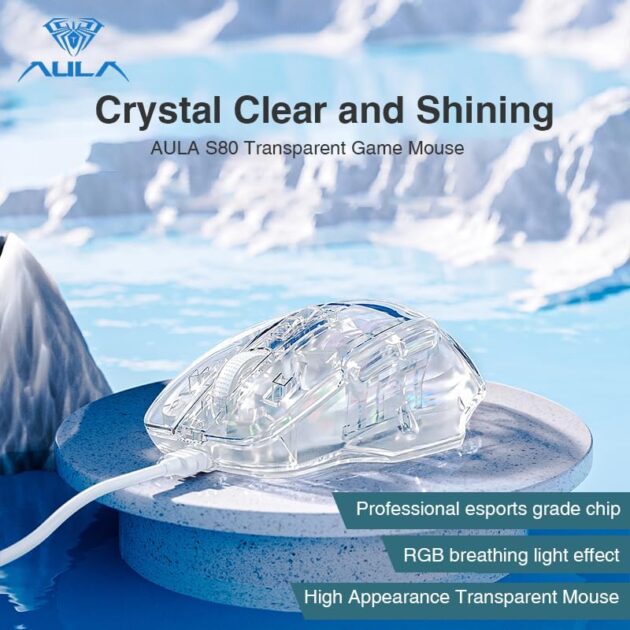 AULA S80 Transparent Wired RGB Gaming Mouse – EDGE Computer Technologies