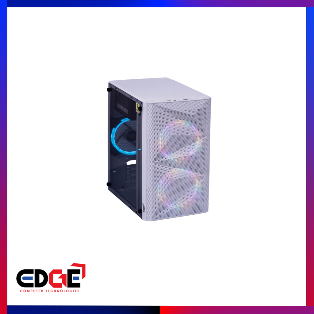 YGT M7 Mesh TG mATX PC Chassis, White – EDGE Computer Technologies