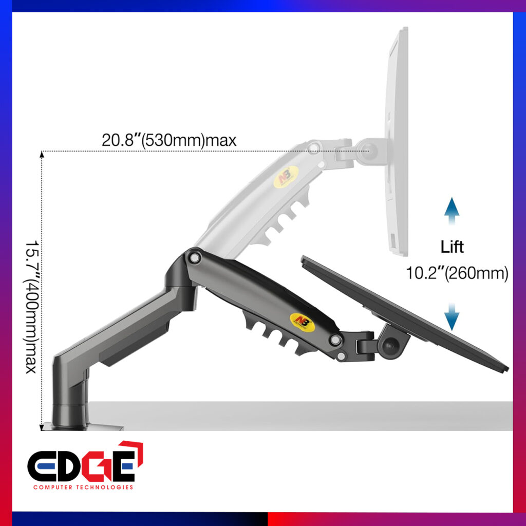 17″-27″, NORTHBAYOU F160 Dual Gas-Strut Flex Desktop Monitor Mount ...