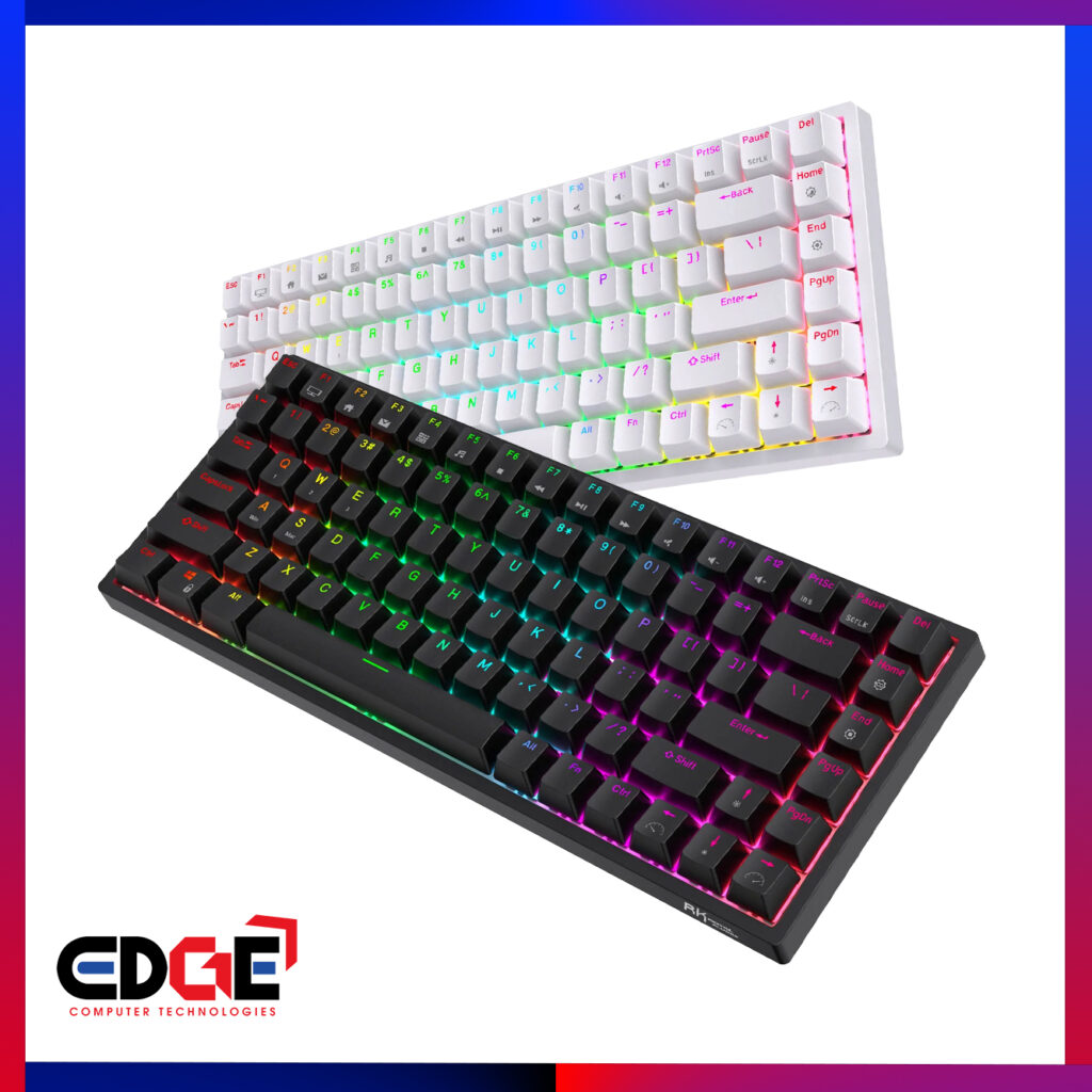 ROYAL KLUDGE RK84 Black Tri-mode RGB Wireless 75% Mechanical Keyboard ...
