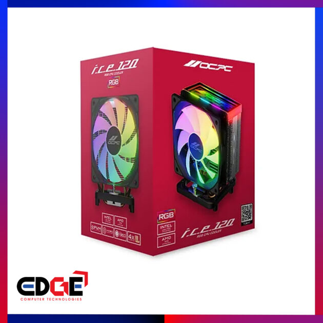 OCPC ICE-120 ARGB CPU Cooler, 800-1800rpm, 4 pin+3 pin ARGB, Black ...