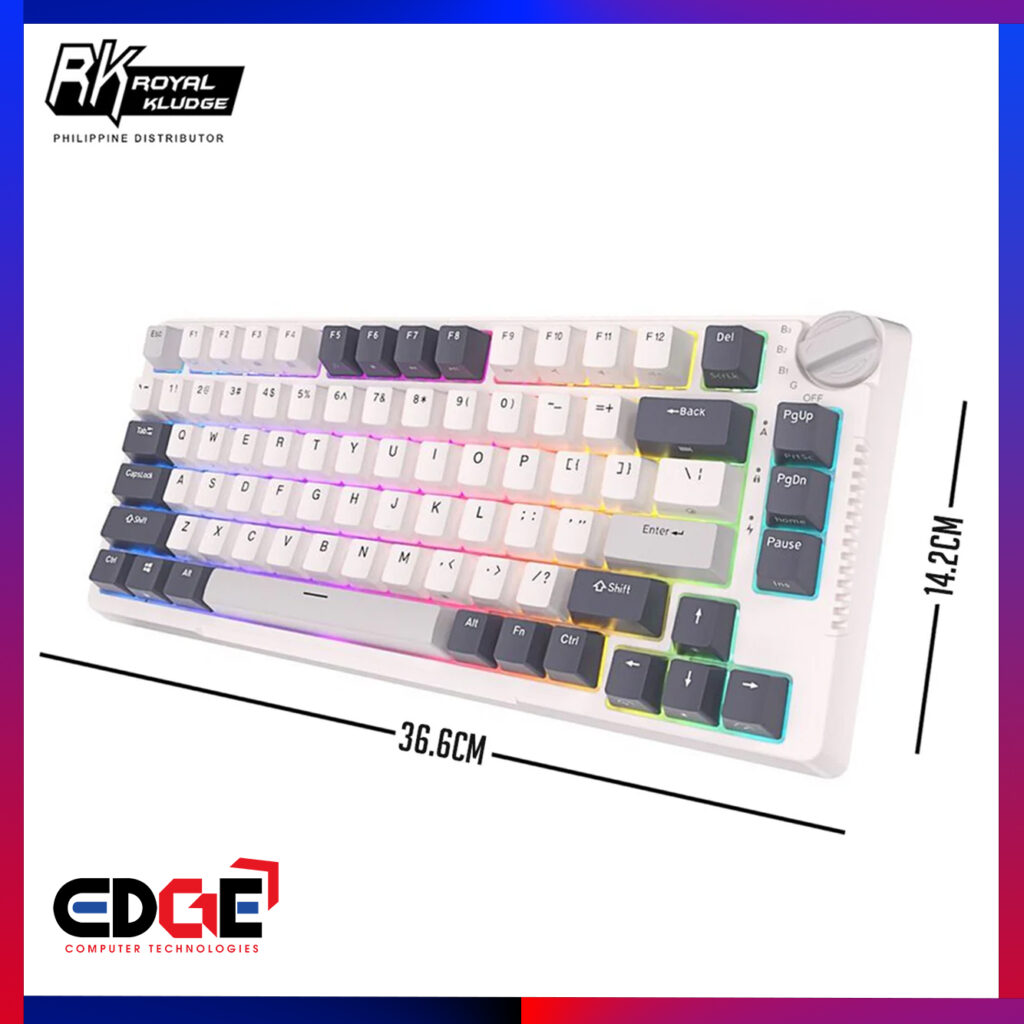 ROYAL KLUDGE RK-H81 White Night Tri-mode RGB 80% Wireless Mechanical ...