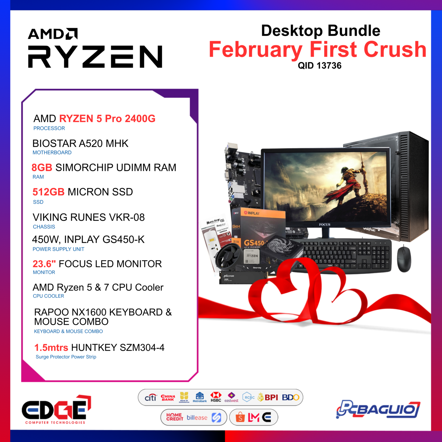 February First Crush | Ryzen 5 Pro 2400G | 8GB DDR4 RAM | 512GB SSD ...