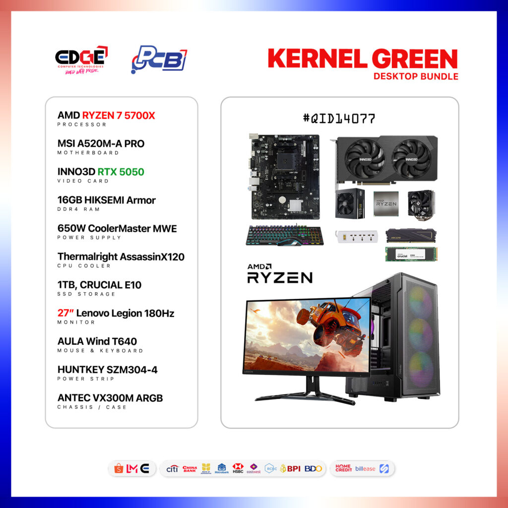 Kernel Green | Ryzen 7 5700X | RTX 5050 | 16GB RAM | 1TB SSD | 27 ...